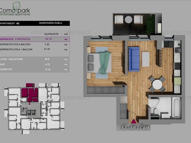 Studio Dublu - Como park - garsoniera de vanzare in Bucureşti, judetul ...